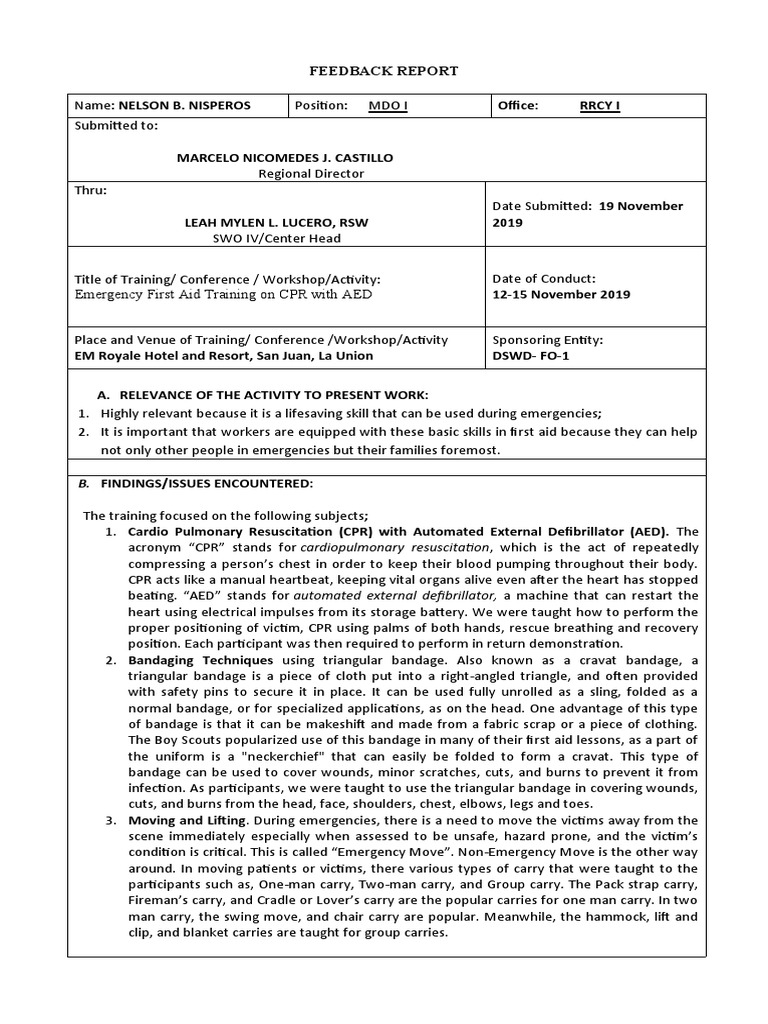 Feedback Training 1st Aid Training | Download Free PDF ...