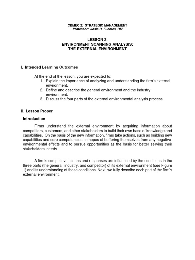 2 Lesson 2 Handout Cbmec 2 | PDF | Competition | Strategic Management