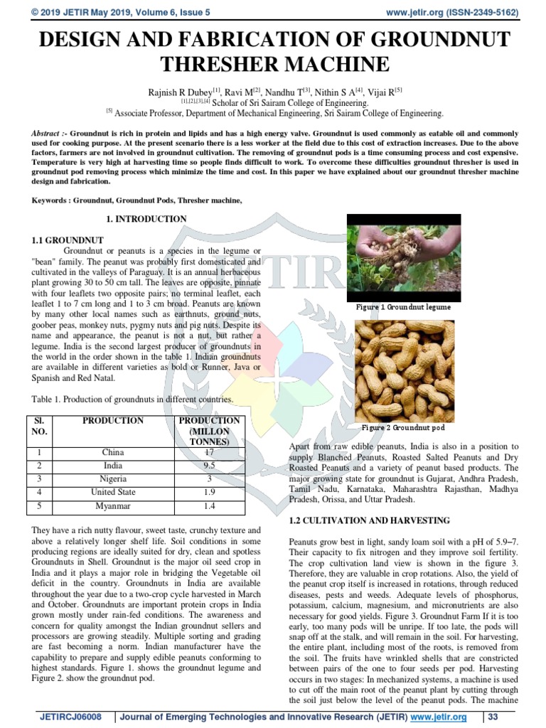 Design and Fabrication of Groundnut Thresher Machine | PDF | Peanuts ...