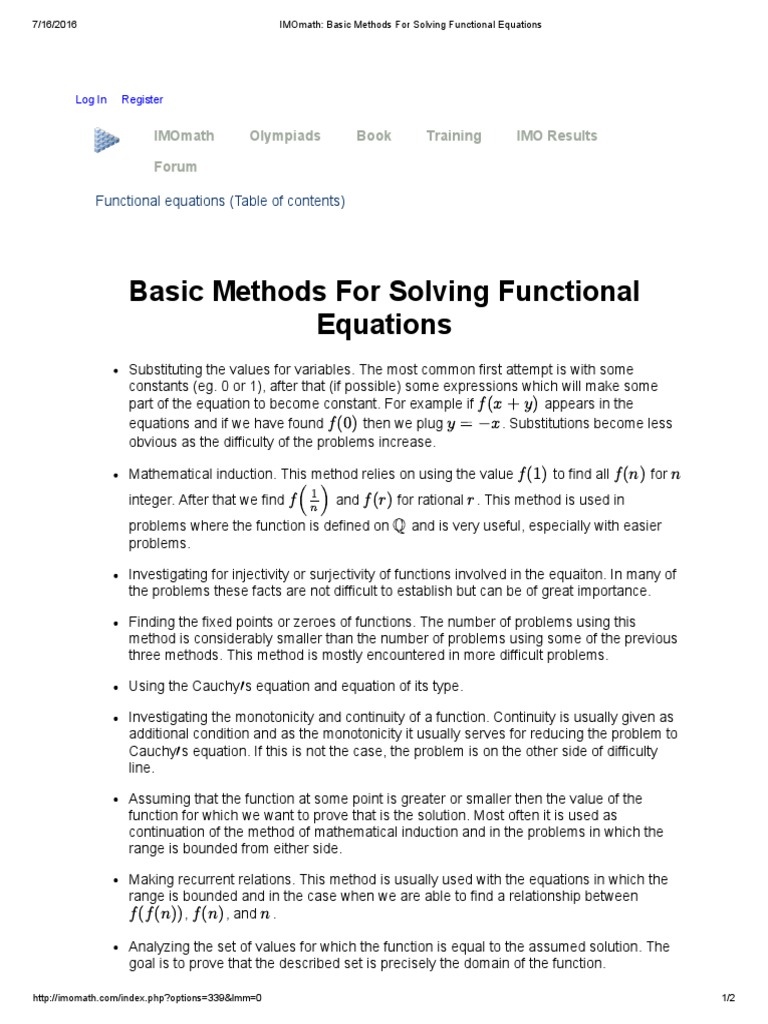 Basic Methods For Solving Functional Equations Pdf Equations Function Mathematics