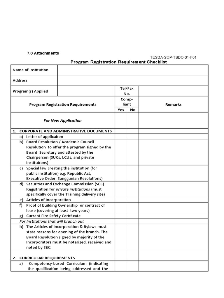TESDA - Program Registration Forms Land-Based | Download Free PDF | U.S ...