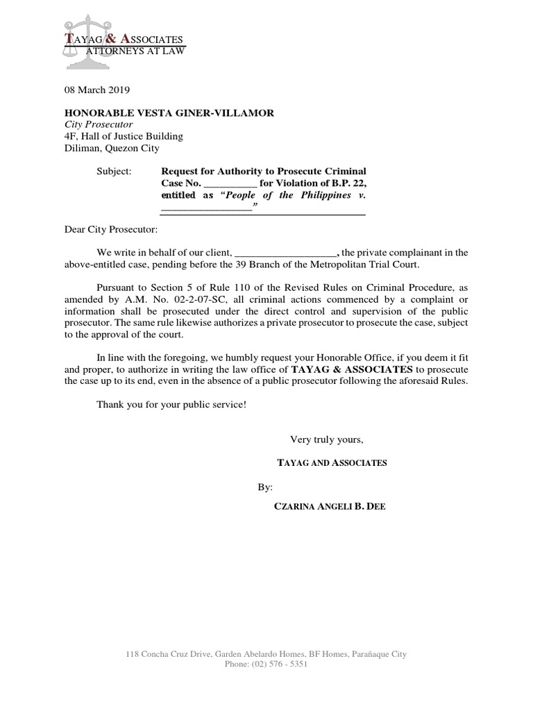 Request for Prosecution Authority | PDF