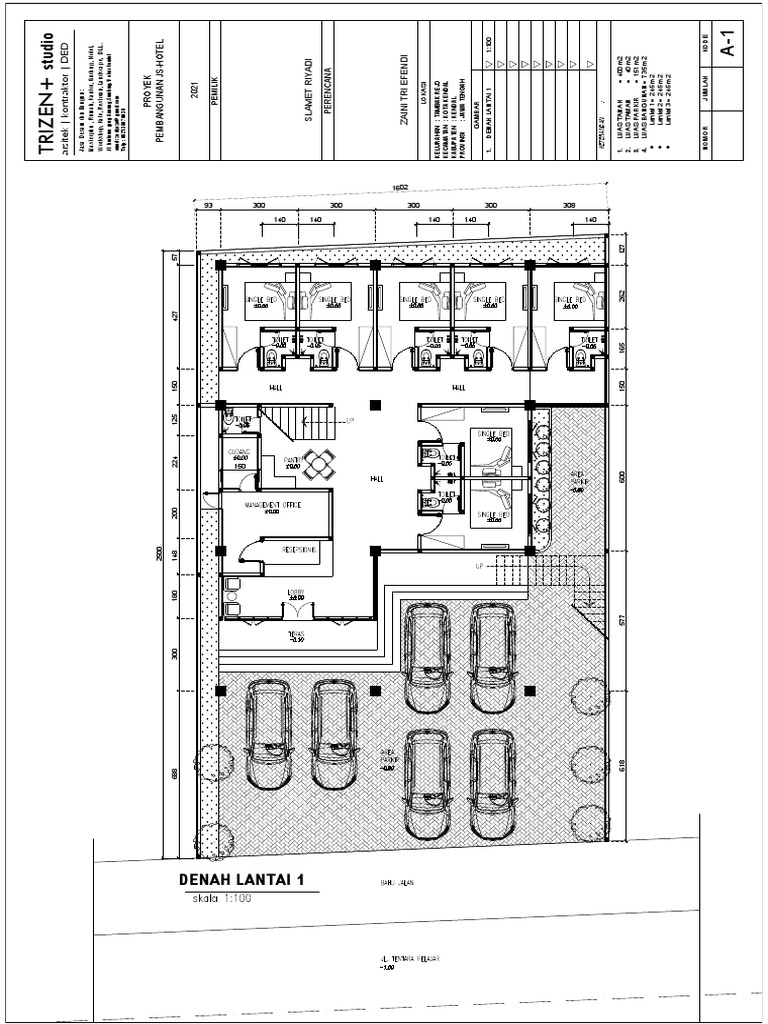 AR.1 Denah Hotel-Lantai 1 Rev 1 | PDF