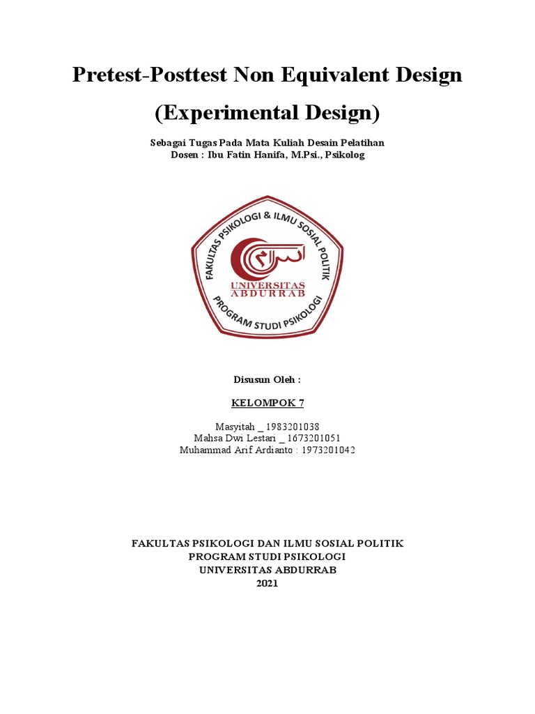 Kelompok 7 - Pretest-Posttest Non Equivalent Design | PDF