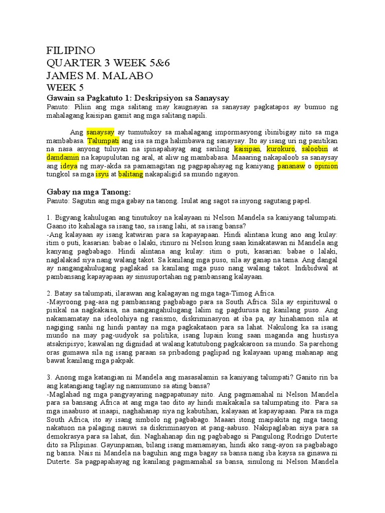 Filipino Module Week 5&6 | PDF