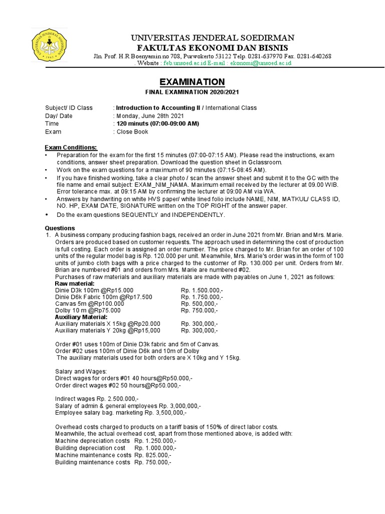 Final Exam Intro Accounting II | PDF | Accounting | Business