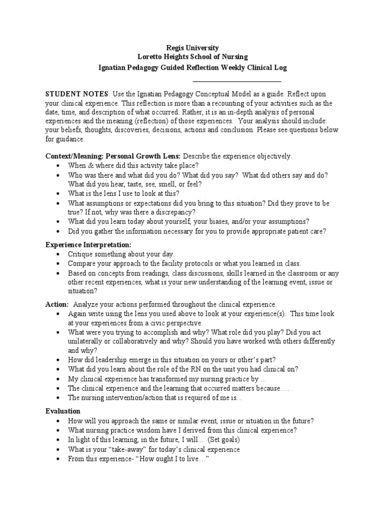 Weekly Nursing Reflection Log | PDF | Childbirth | Nursing
