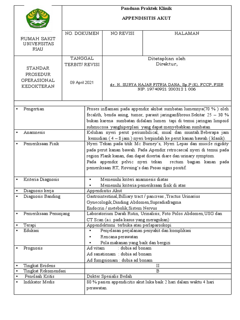 Bedah - PPK APPENDICITIS AKUT | PDF