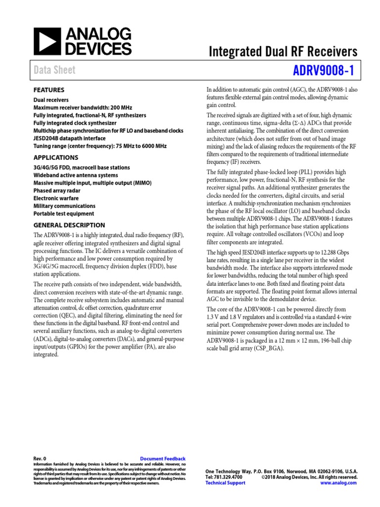 Adrv9008 1 | PDF | Analog To Digital Converter | Electronic Circuits