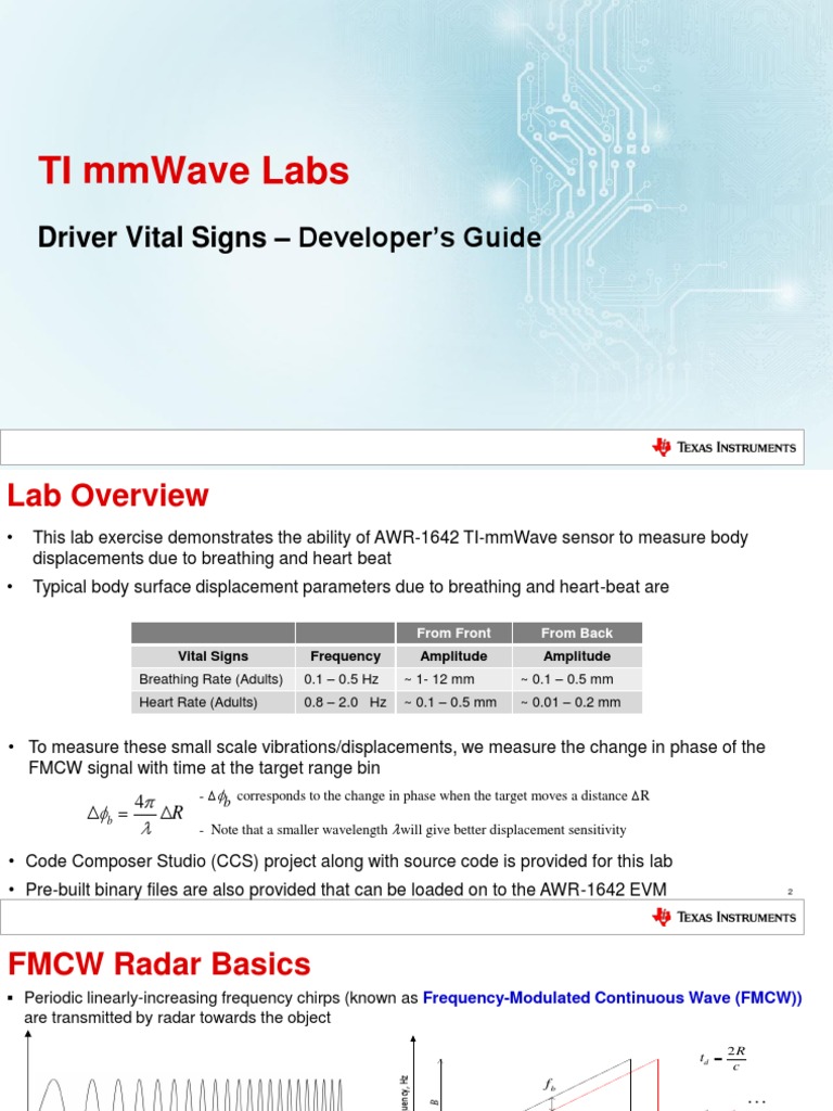 Ti Mmwave Labs: Driver Vital Signs - Developer'S Guide | PDF | Sampling ...