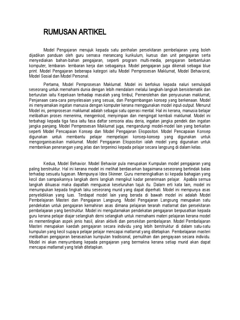 Rumusan Artikel | PDF