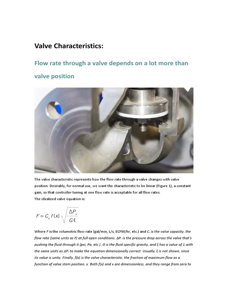Valve C Haracteristics:: Flow Rate Through A Valve Depends On A Lot ...