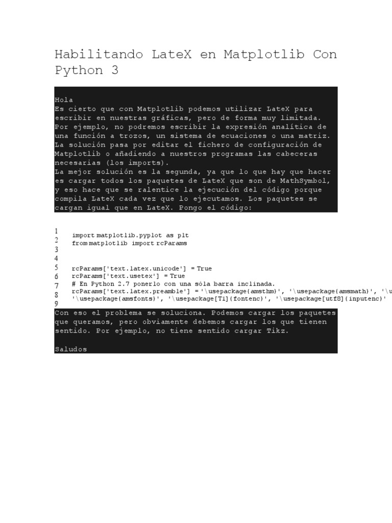Habilitando LateX en Matplotlib Con Python | PDF