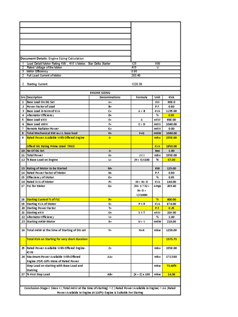 Document Details: Engine Sizing Calculation | PDF | Electric Motor ...