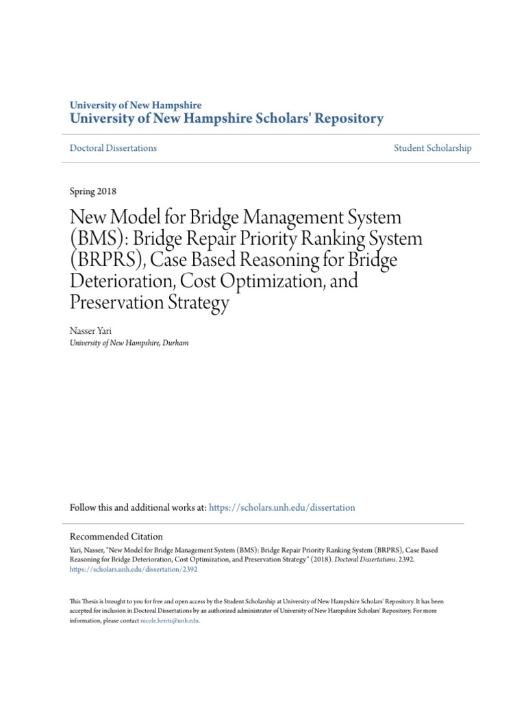 Bridge Management System (BMS) - BRPRS | PDF | Thesis | Bridge