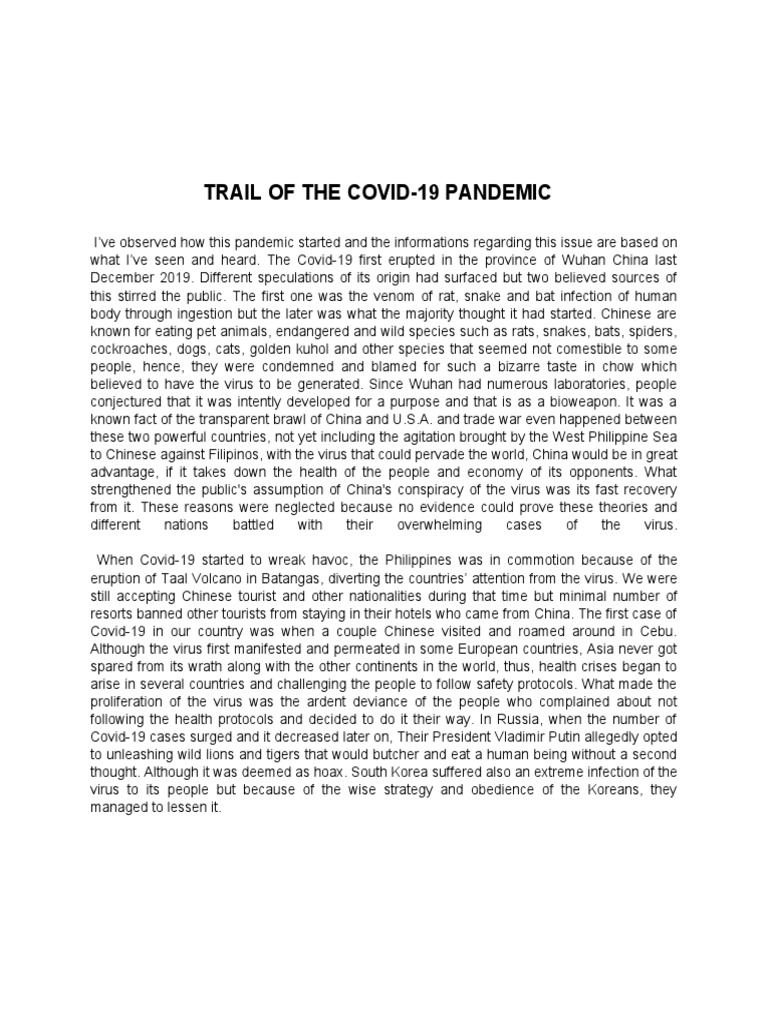 Reflections on the COVID-19 Pandemic | PDF | Poverty | Poverty ...