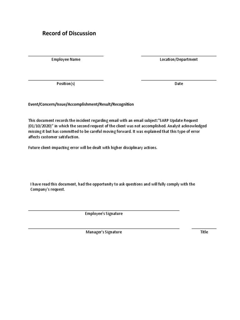 Record of Discussion - Template - Word | PDF