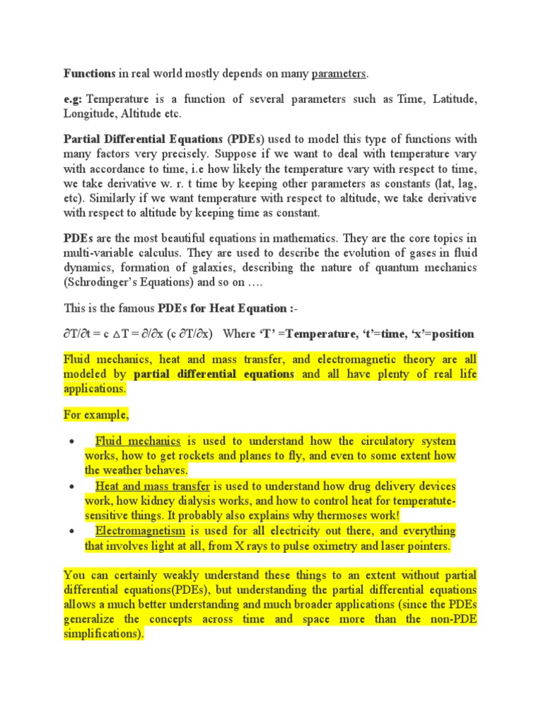 Real-World Applications of PDEs | PDF | Partial Differential Equation ...