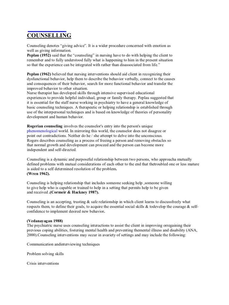 Counselling Notes | PDF | Psychotherapy | Psychoanalysis