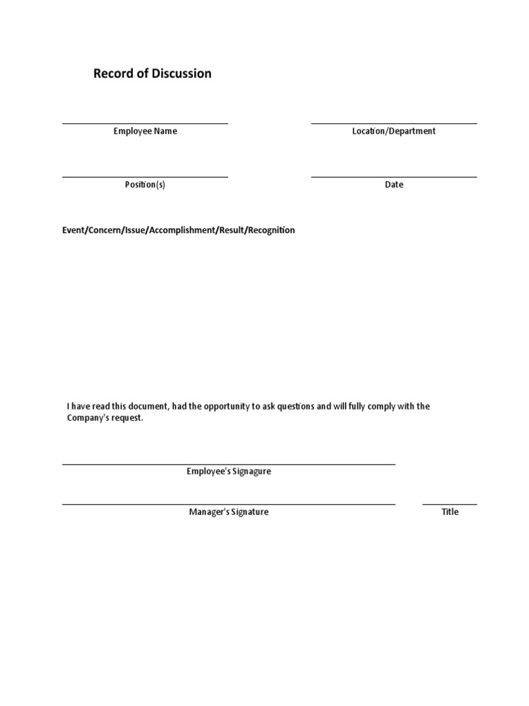 Record of Discussion - Template - Word | PDF
