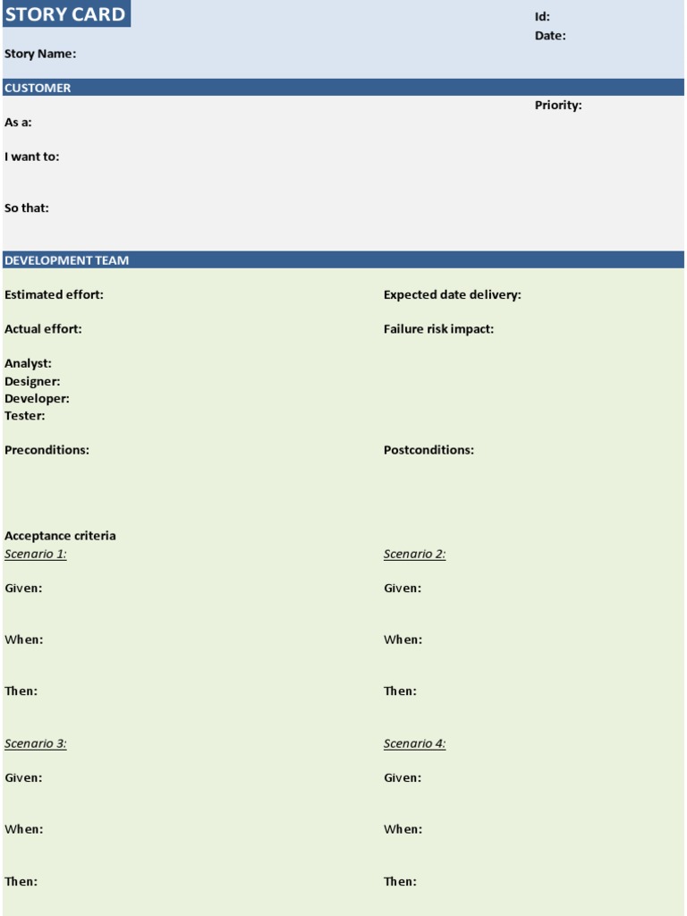 Agile Story Card Template | PDF | Agile Software Development | Systems ...
