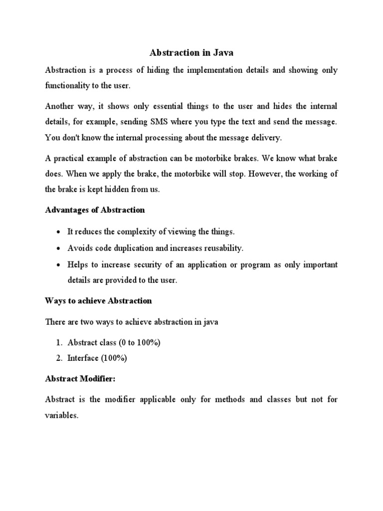 Abstraction In Java Pdf Class Computer Programming Abstraction Computer Science