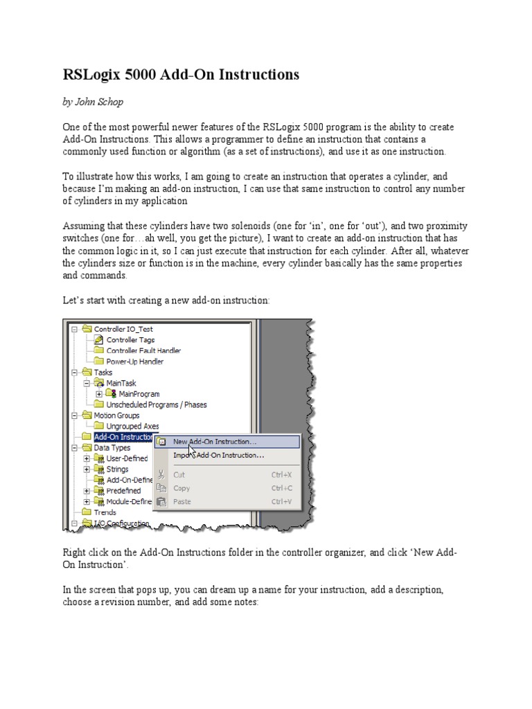 Rslogix 5000 Add-On Instructions: by John Schop | PDF | Parameter (Computer Programming) | Input ...