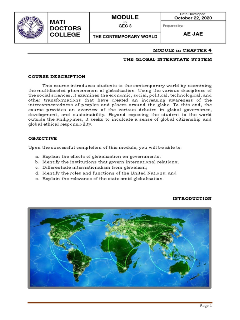 Understanding the Global Interstate System | PDF | United Nations ...