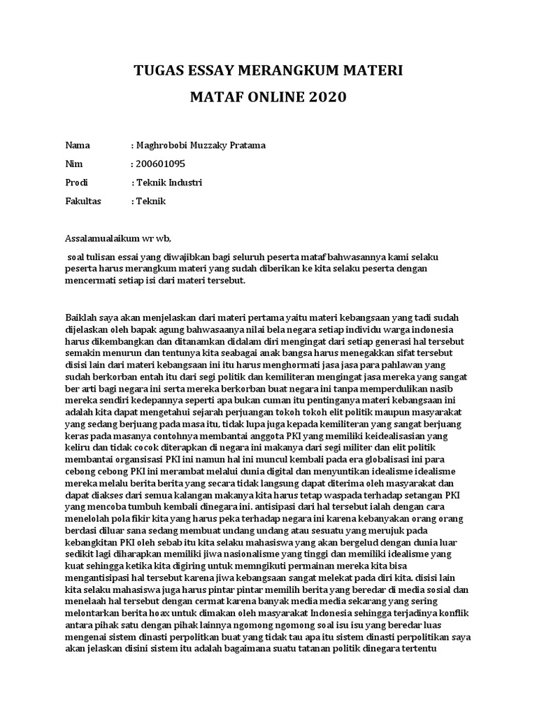 Essay Mataf Umg 2020 | PDF
