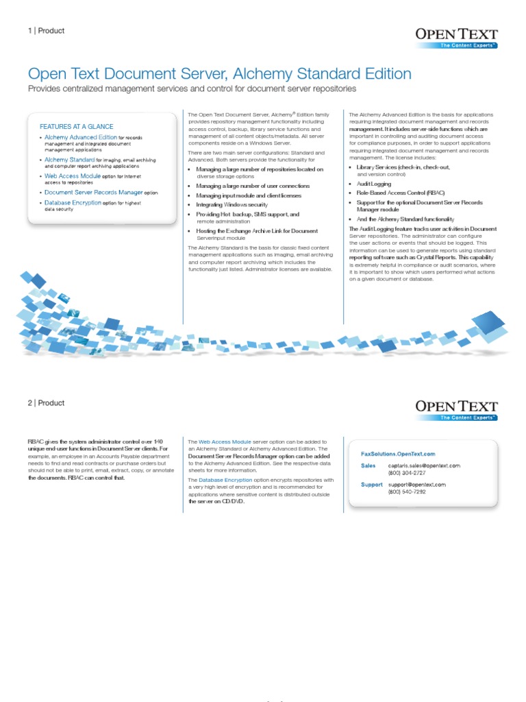 Data Sheet - Document Server, Alchemy Standard Edition Overview | PDF ...