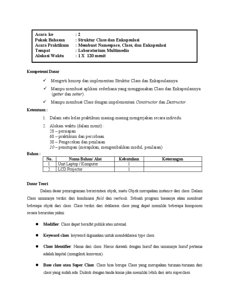 Pemrograman Lanjut - Class | PDF