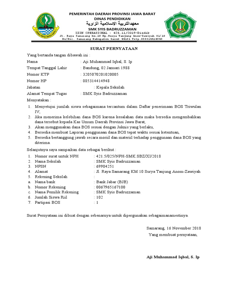 Contoh SK Tim Pengelola BOS SMK | PDF