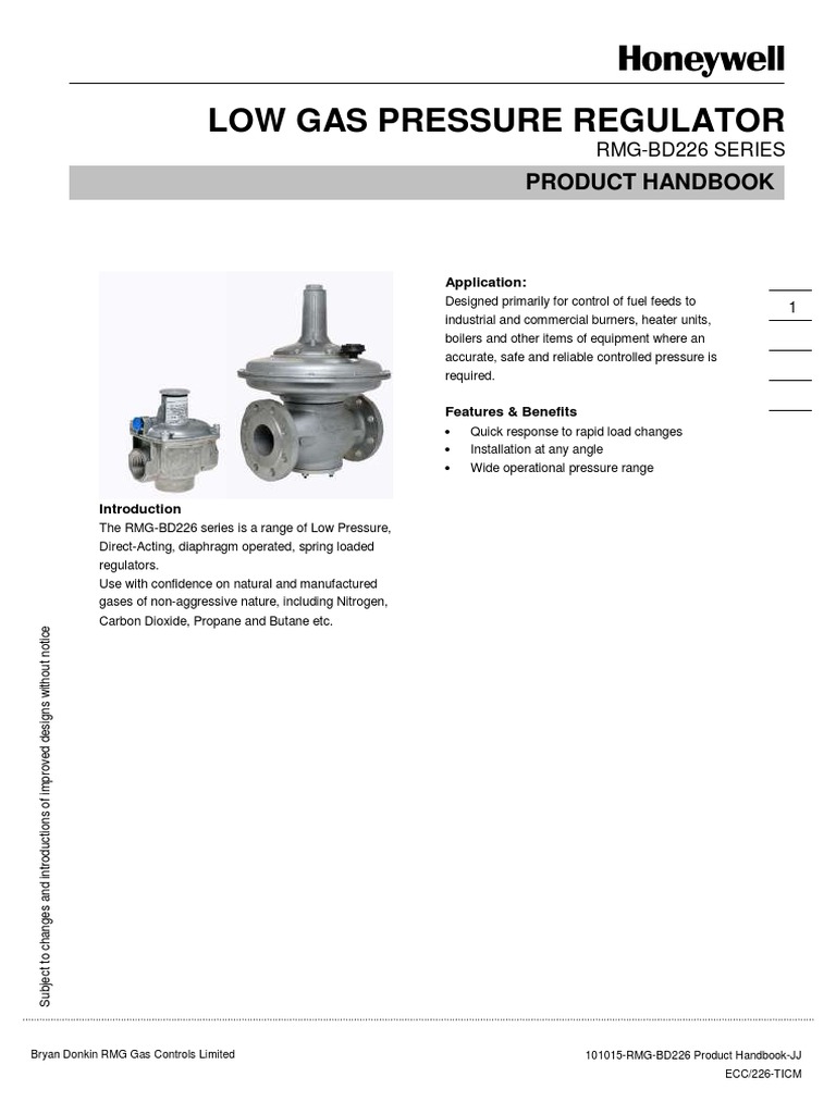 An Overview of the Low Gas Pressure Regulator Series RMG-BD226 | PDF ...