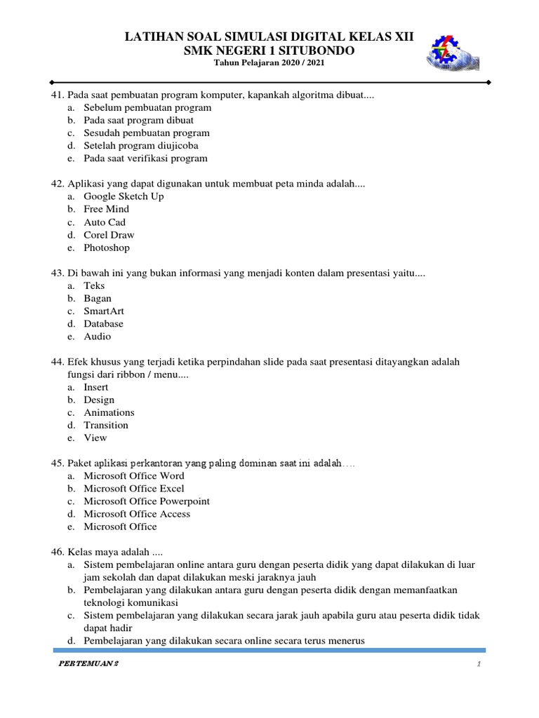 Latihan Soal Simulasi Digital XII | PDF