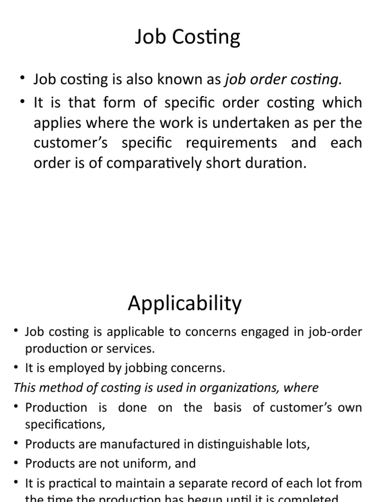 Understanding Job Costing Methods | PDF | Specification (Technical ...