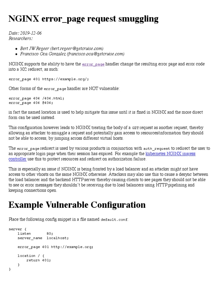 2019-12-10 - Error - Page Request Smuggling | PDF | Hypertext Transfer Protocol | Load Balancing ...