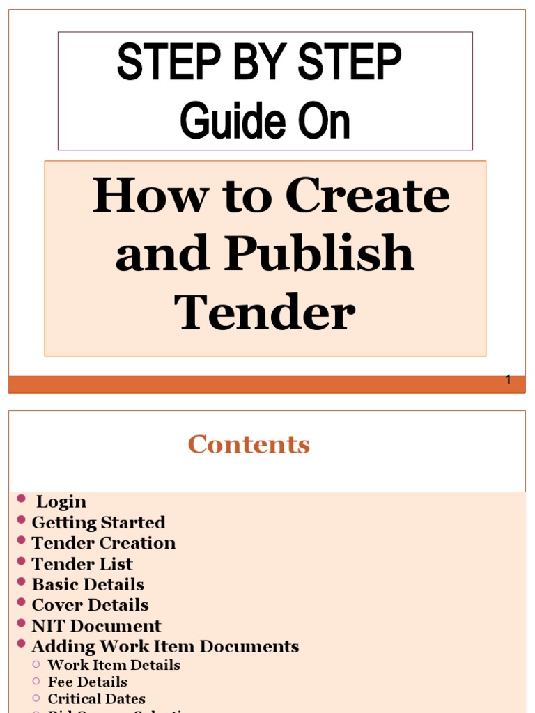 Step by Step Guide On: How To Create and Publish Tender | Download Free ...