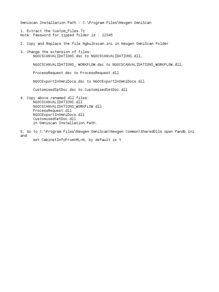 Installation Instructions for Customized Newgen OmniScan Software | PDF