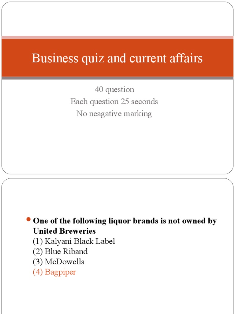 Business Quiz: Current Affairs 2025 | PDF | Games & Activities