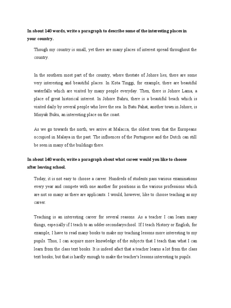 In About 140 Words, Write A Paragraph To Describe Some of The ...