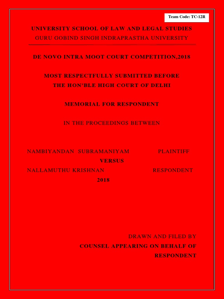 Moot Court Memorial | PDF | Offer And Acceptance | Lawsuit