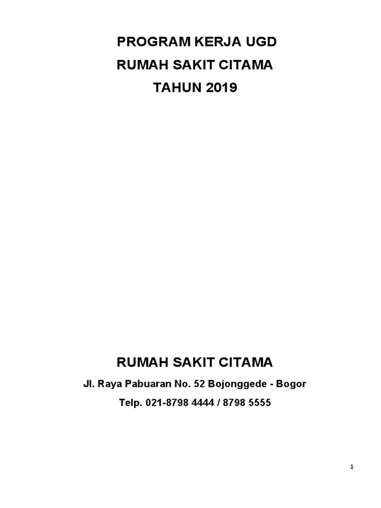 Program Kerja UGD OK | PDF