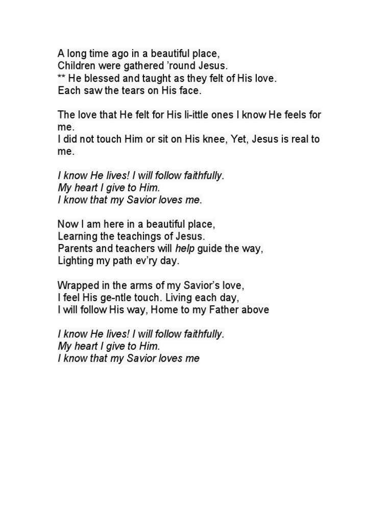 I Know That My Savior Loves Me | PDF