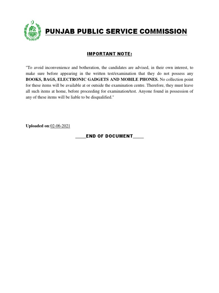 Important Note | PDF