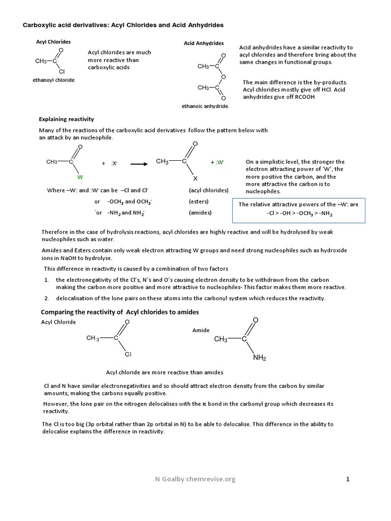6 8 Acyl Chlorides and Acid Anhydrides | PDF | Amide | Ester