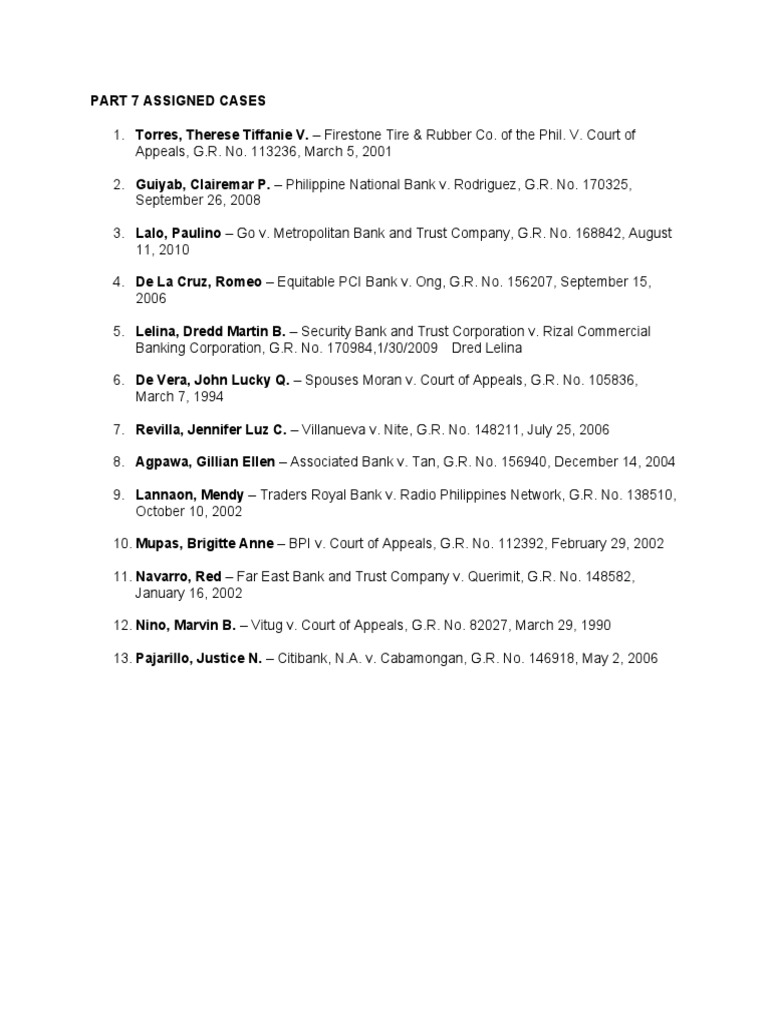 Assigned Banking Law Cases | PDF | Cheque | Banks