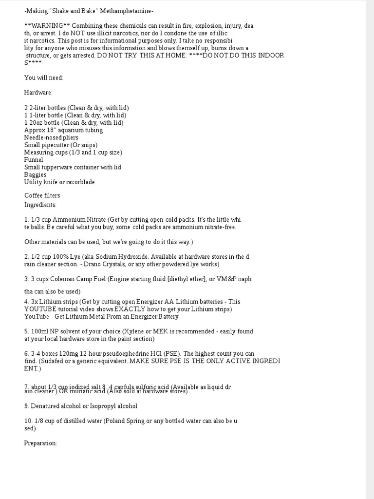 Fdocuments In Making Shake And Bake Meth Pdf Lithium Sodium