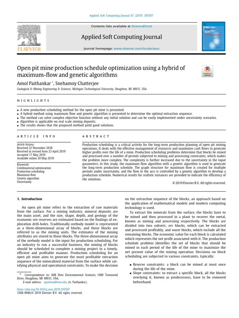 Applied Soft Computing Journal: Amol Paithankar, Snehamoy Chatterjee ...