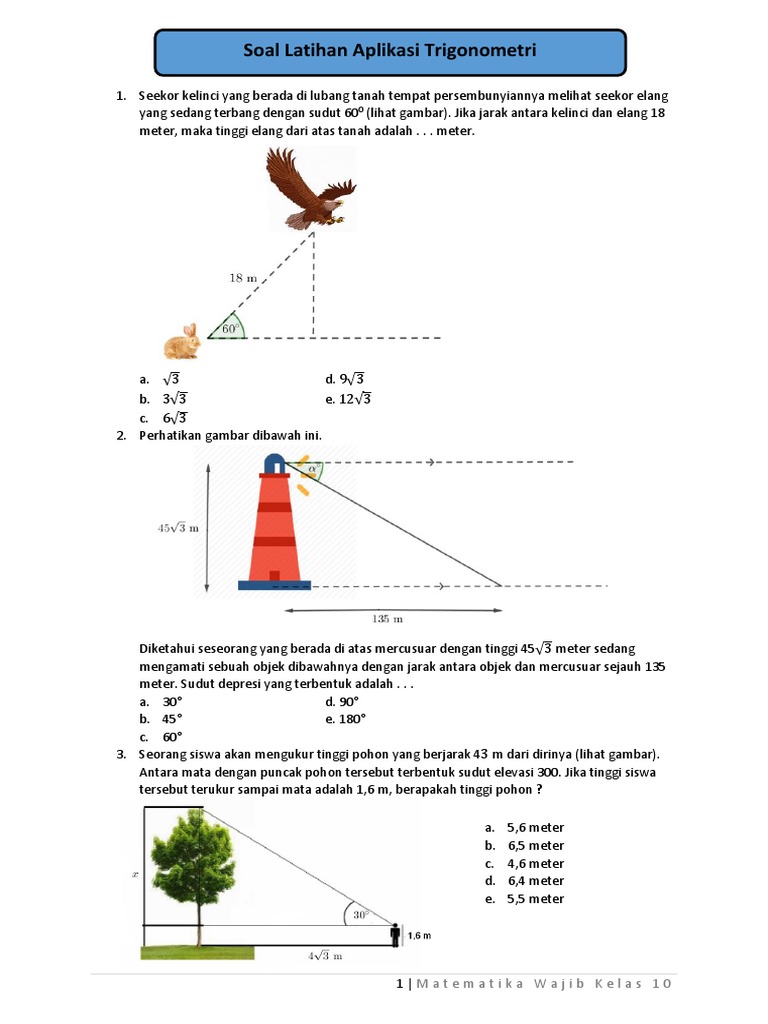 Soal Latihan Aplikasi Trigonometri Kelas 10 | PDF