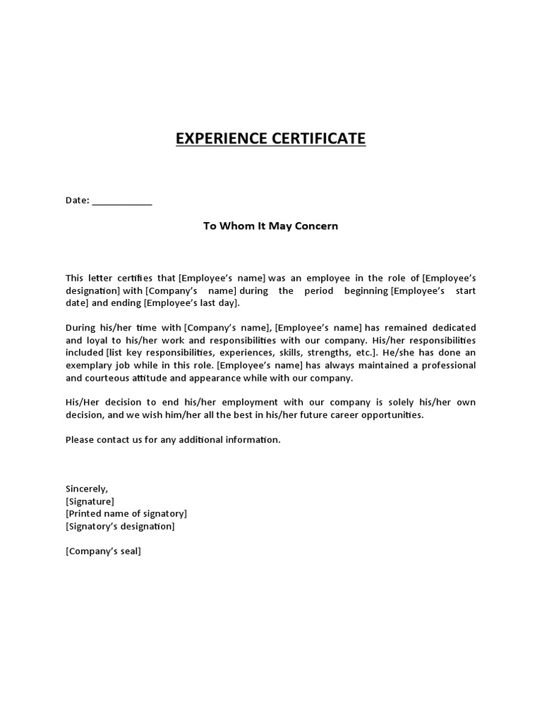 Experience Certificate | PDF